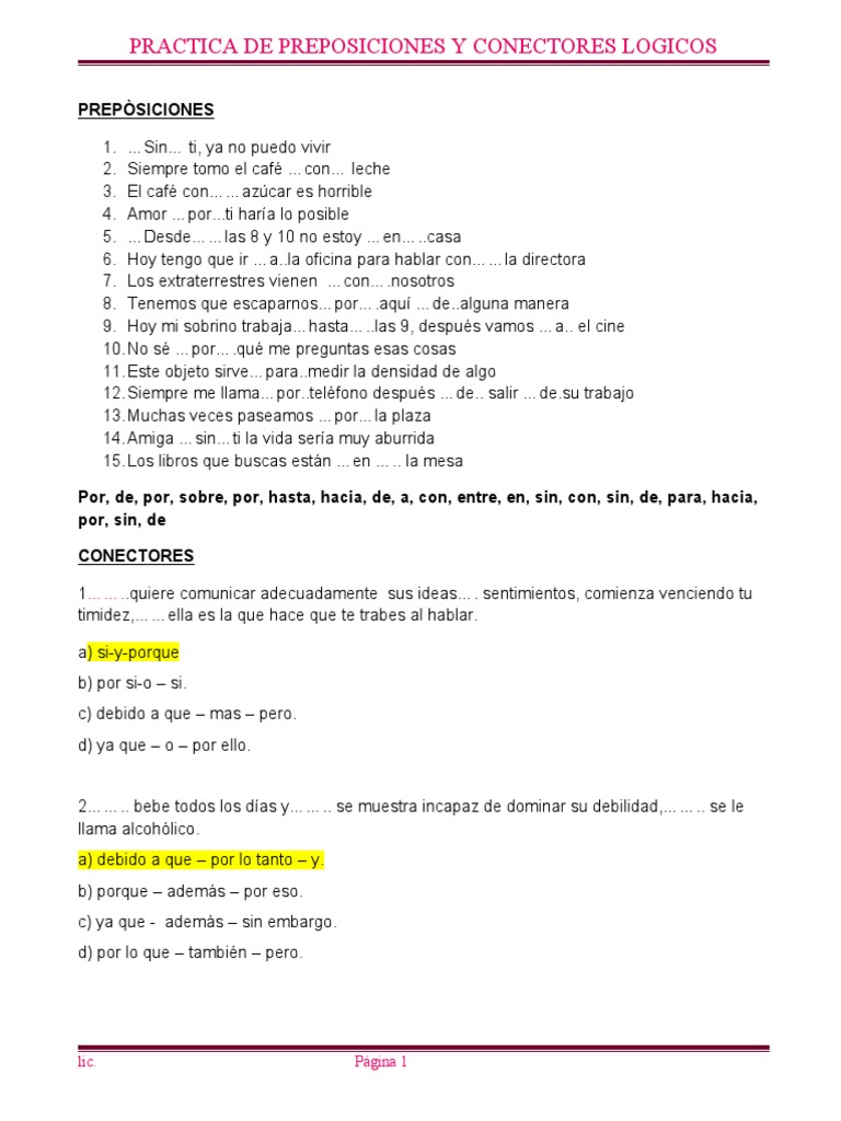 Practica Semana 11conectores | PDF | Juegos y actividades | Hogar ...