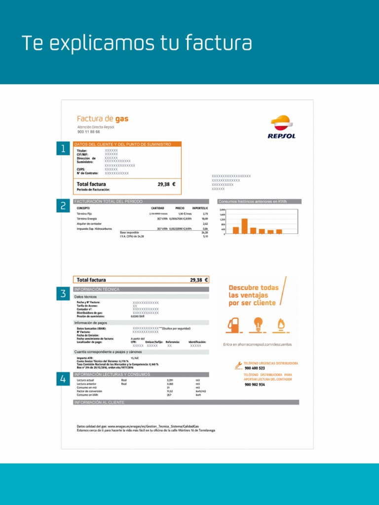 Instrucciones Factura Gas Repsol | PDF
