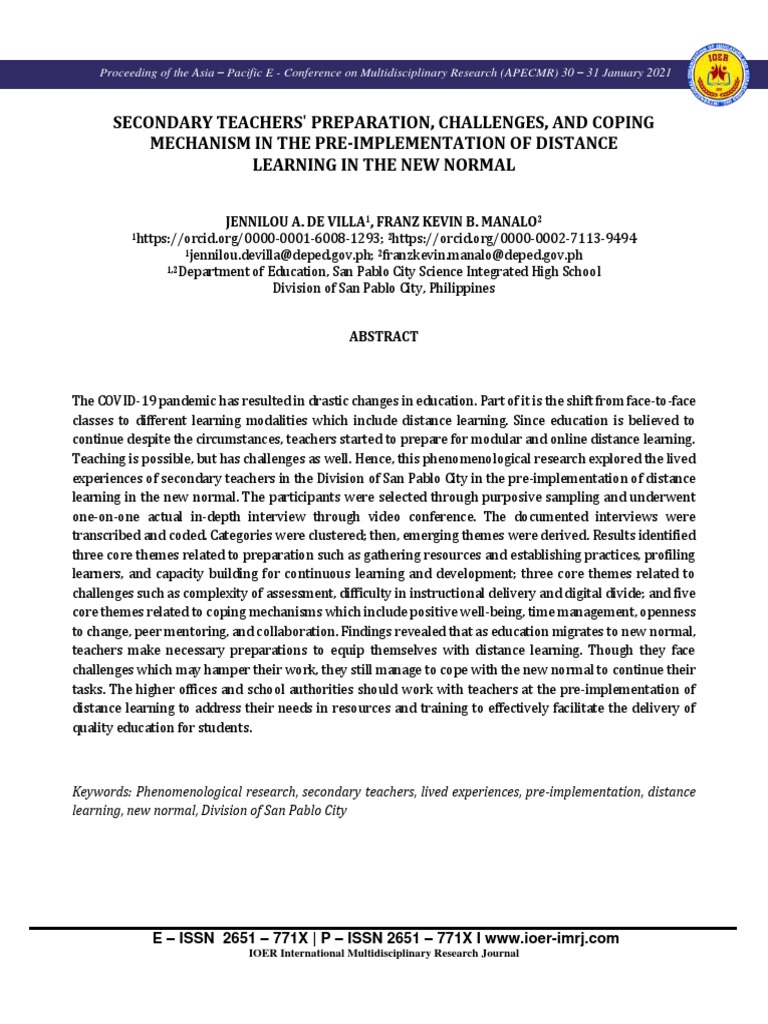 12 Secondary Teachers Preparation Challenges and Coping Mechanism in ...