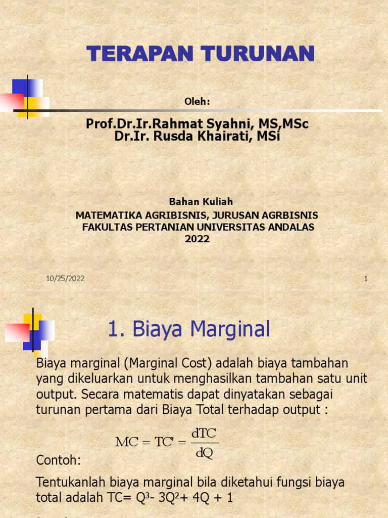 Terapan Turunan | PDF