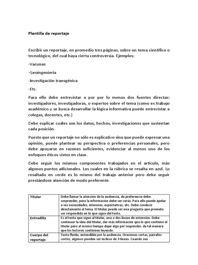 Plantilla de Reportaje | PDF | Información | Metáfora
