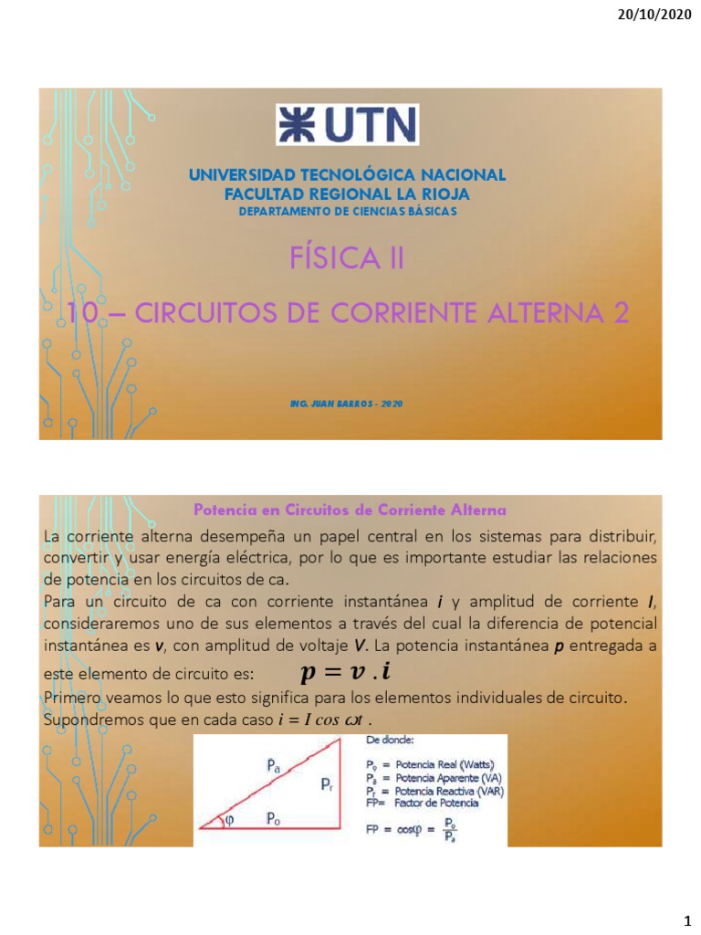 10-Fisica II-Circuitos de Corriente Alterna 2 | PDF | Energia electrica | Corriente eléctrica