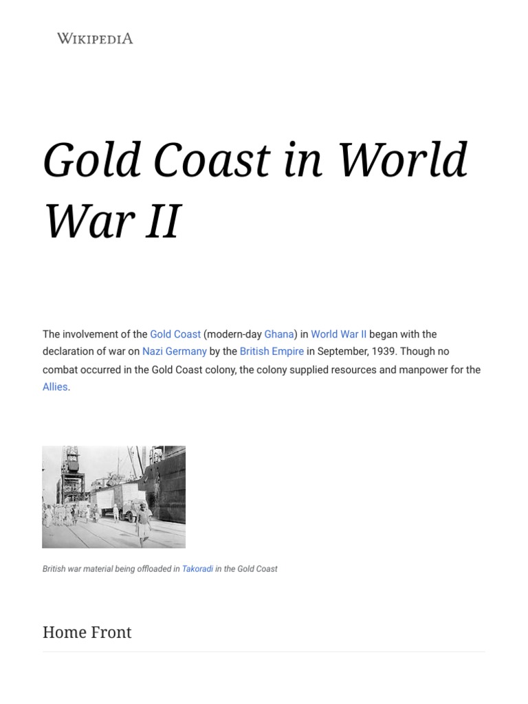 Gold Coast's Role in WWII | PDF | Global Conflicts | World War II