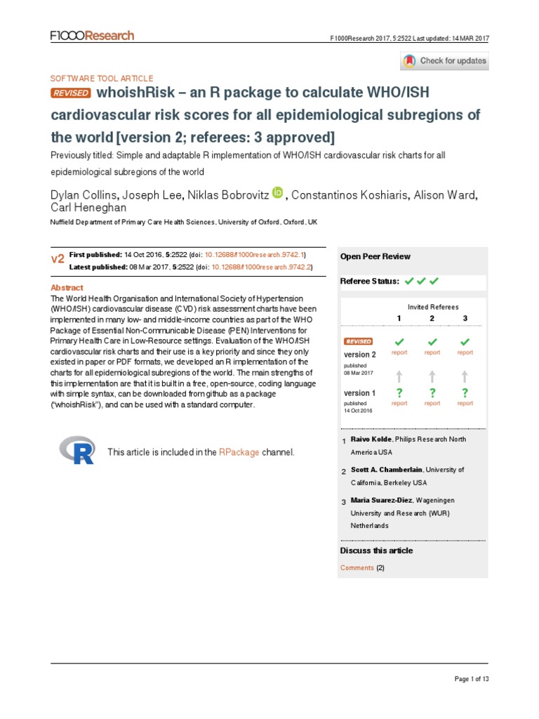Collins D - Whoishrisk WHO | PDF | R (Programming Language) | Comma Separated Values