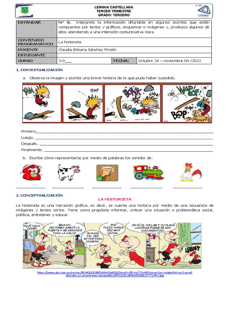 Guia 4 - Lengua Castell - Iii Trime - Grado 3a - 2022 | PDF | Cómics