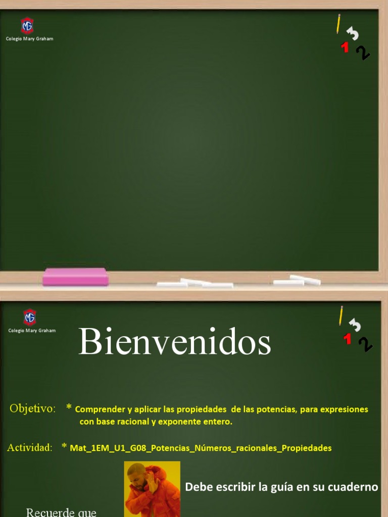 Mat 1EM U1 Ppt-08 - Potencias Números Racionales Propiedades 1°-Parte | PDF