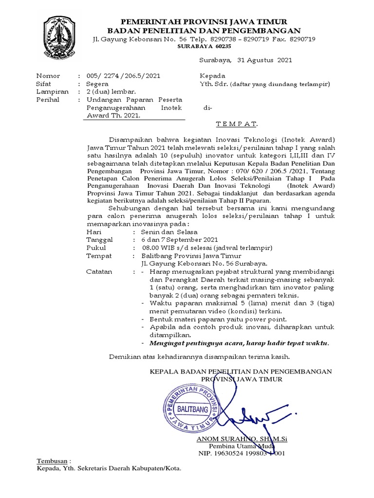 Undangan Paparan Inotek | PDF