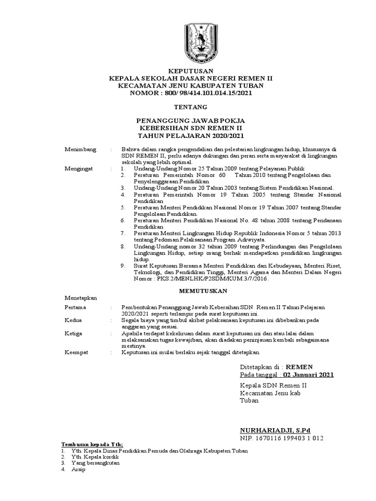 SK Pokja Kebersihan | PDF