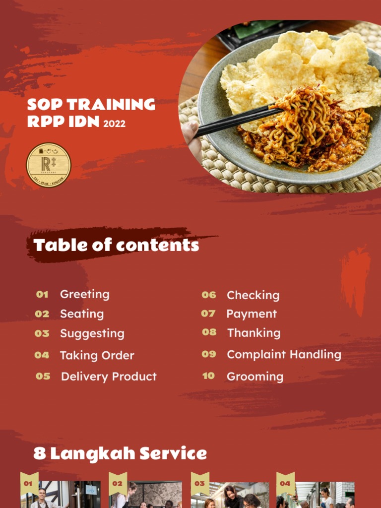 SOP Pelayanan Restoran RPP | PDF | Memasak, Makanan, & Anggur