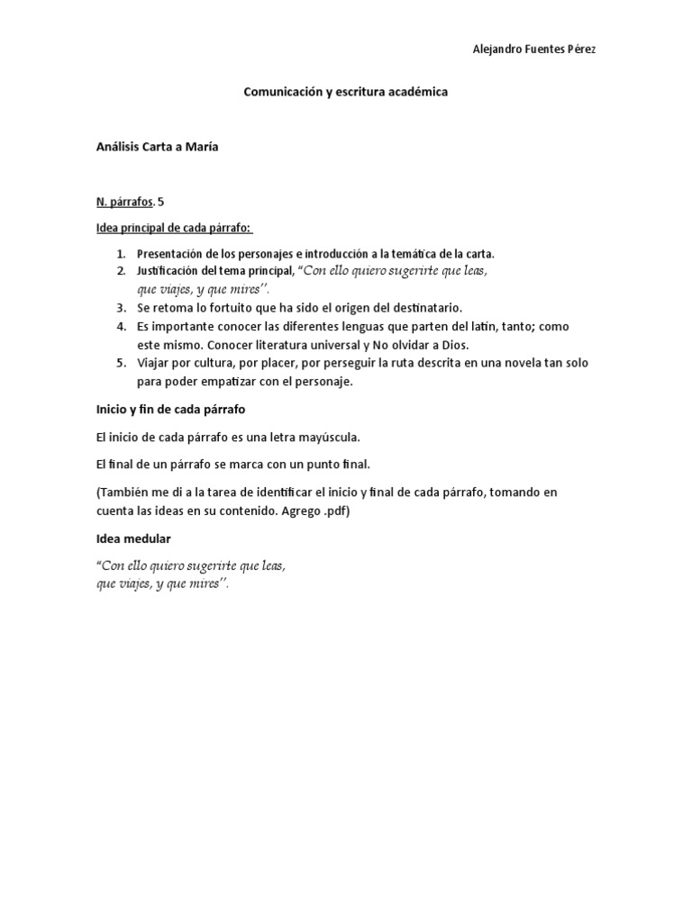 Analisis Carta A María | PDF