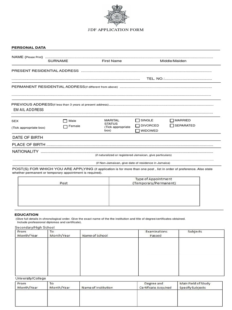 JDF Application Form | PDF