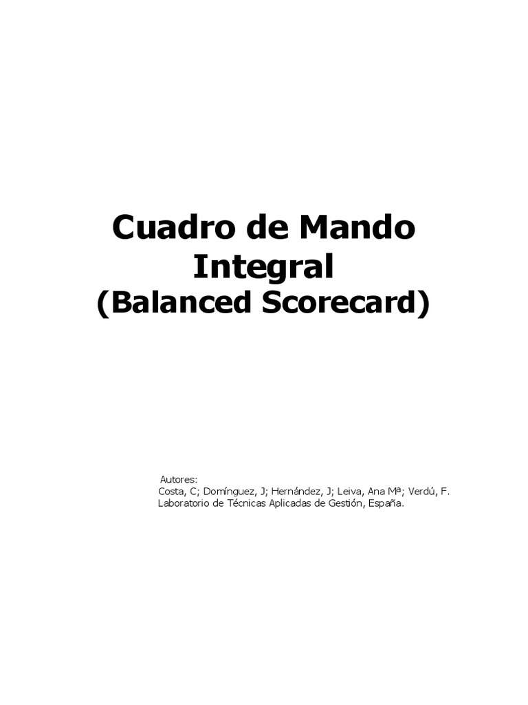 Cuadro - de - Mando - Integral - (Balance Scorecard) | PDF | Calidad ...