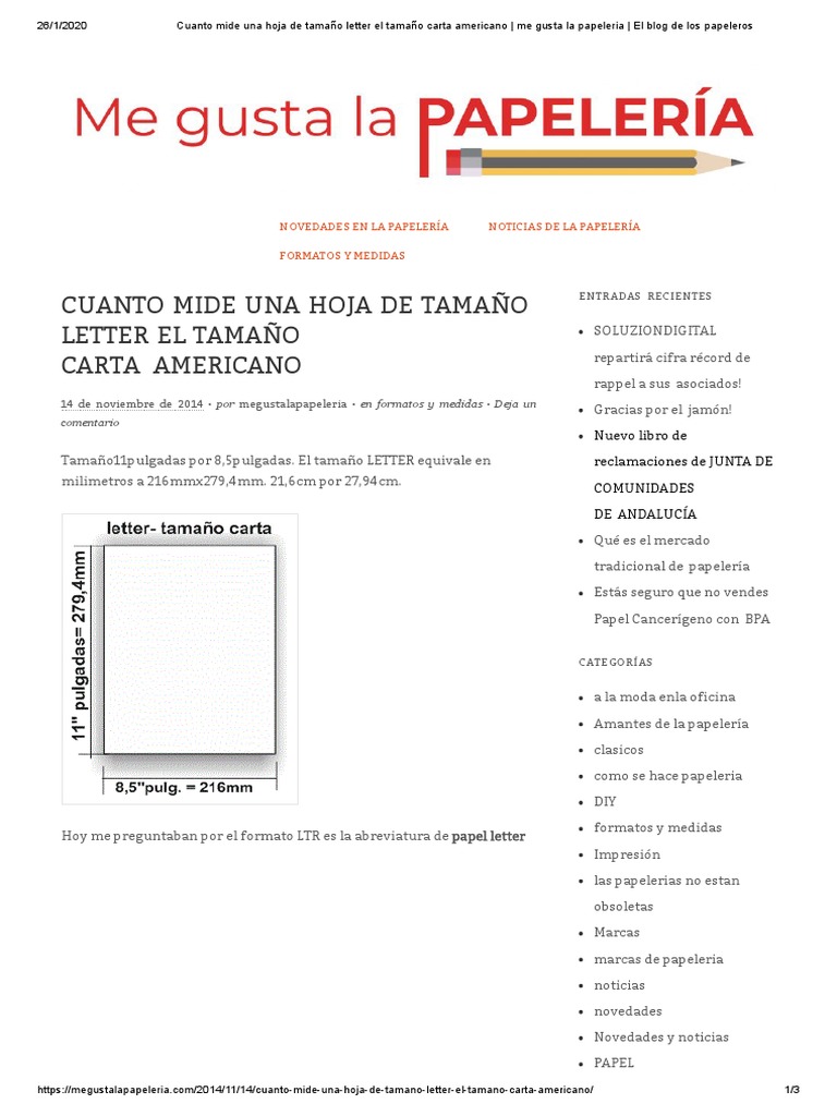 Cuanto Mide Una Hoja de Tamaño Letter El Tamaño Carta Americano - Me ...