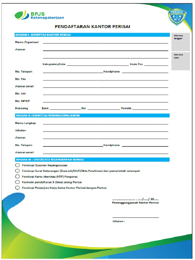 Formulir Kantor Perisai & Perisai (Wajib Bagi Perisai) | PDF