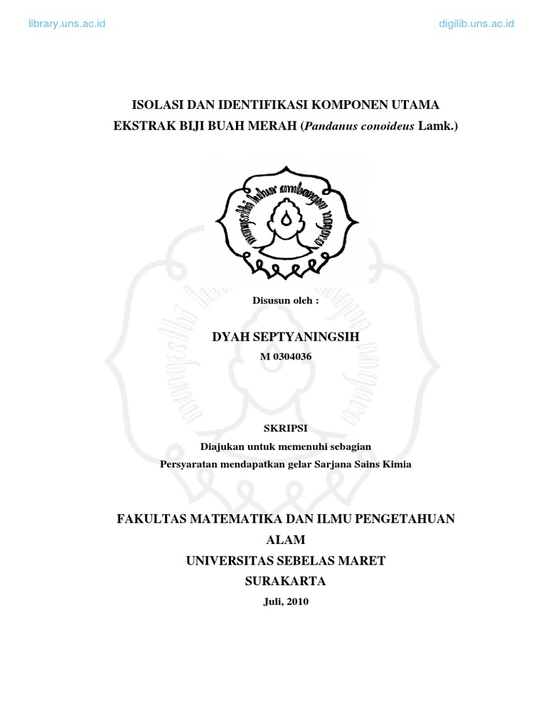 Isolasi Dan Identifikasi Komponen Utama EKSTRAK BIJI BUAH MERAH ...