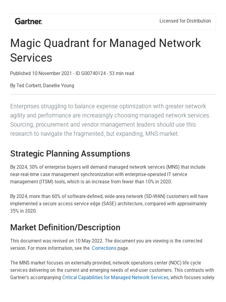 Magic Quadrant For Managed Network Services, 2021 | PDF | Computer ...
