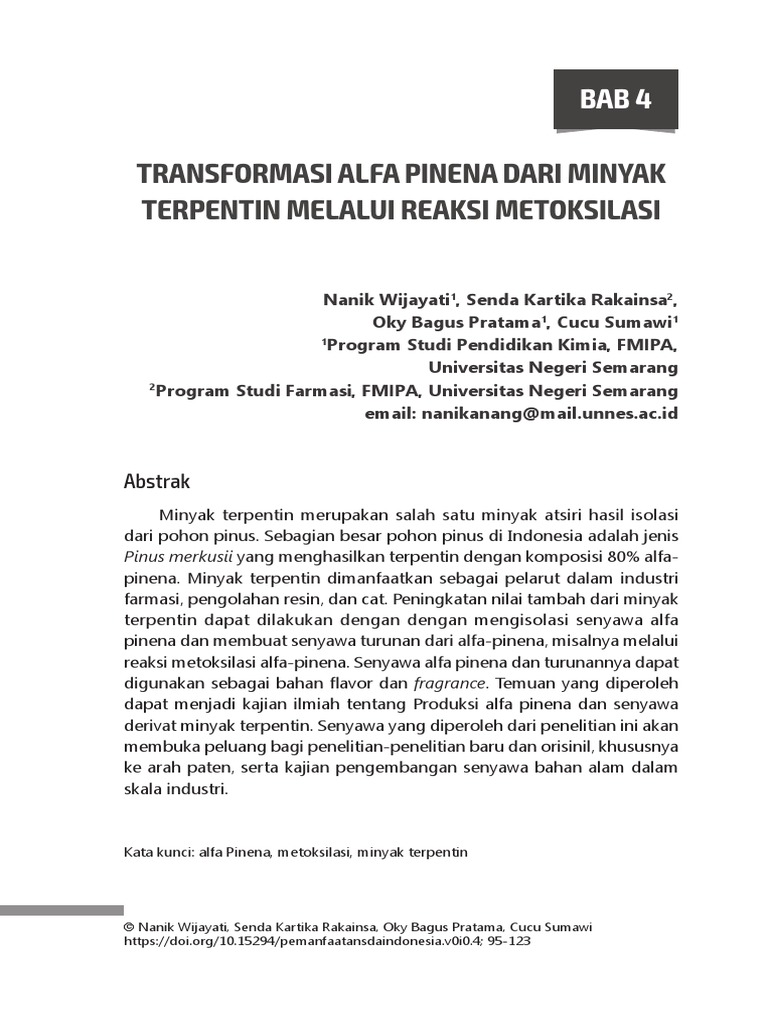 Transformasi Alfa Pinena Dari Minyak Terpentin | PDF | Sains & Matematika