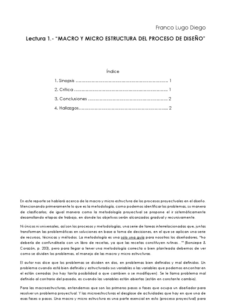 Macro y Micro Estructura Del Proceso de Diseño | PDF | Diseño | Metodología