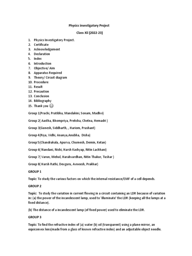 Physics Investigatory Project (2022-23) | PDF | Teaching Methods & Materials | Science & Mathematics