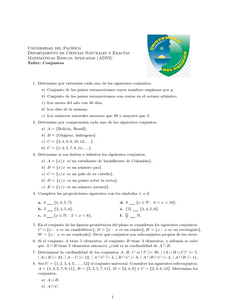 Conjuntos matemáticos y operaciones básicas | PDF | Conjunto ...