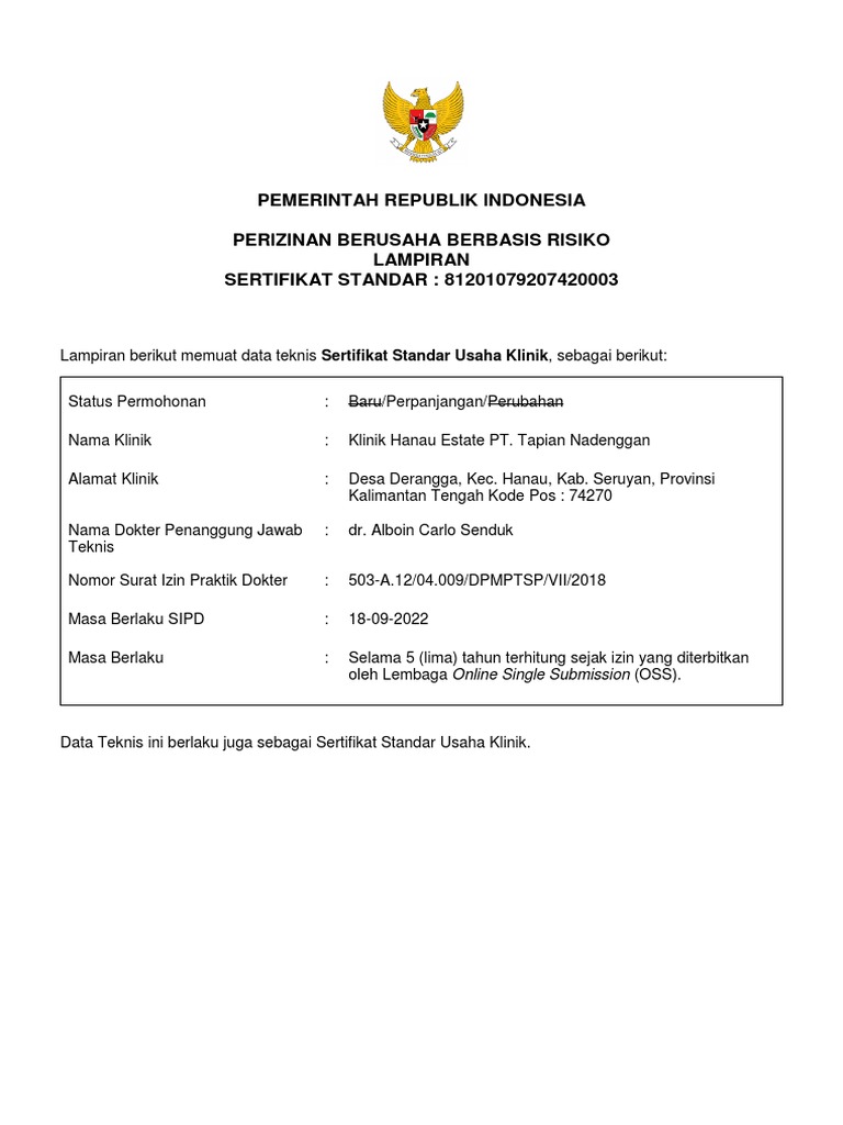 Data Teknis Klinik Central Hanau Estate | PDF | Teknologi & Rekayasa