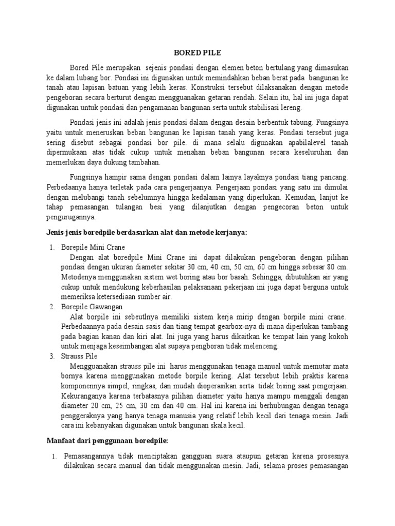 Artikel Bored Pile | PDF