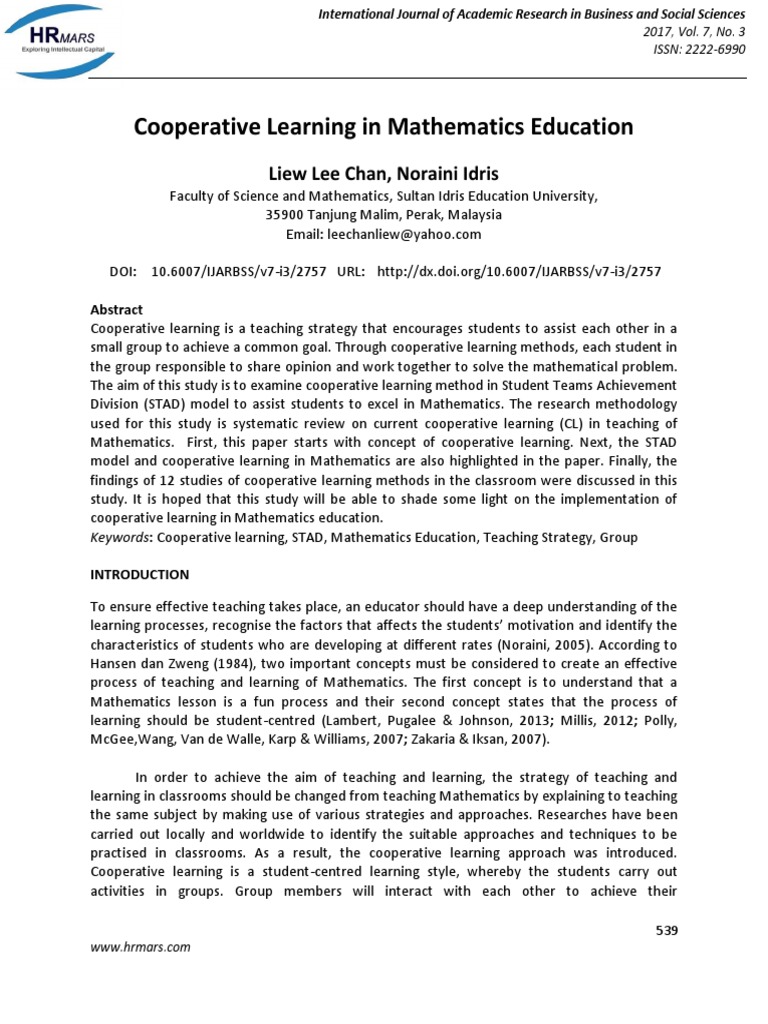 Cooperative Learning in Mathematics Education | PDF | Teaching Method ...