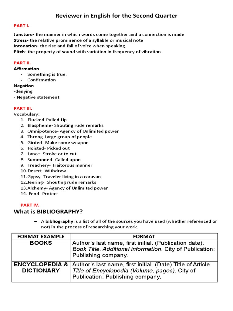 Reviewer in English For The Second Quarter | PDF | Cognitive Science ...