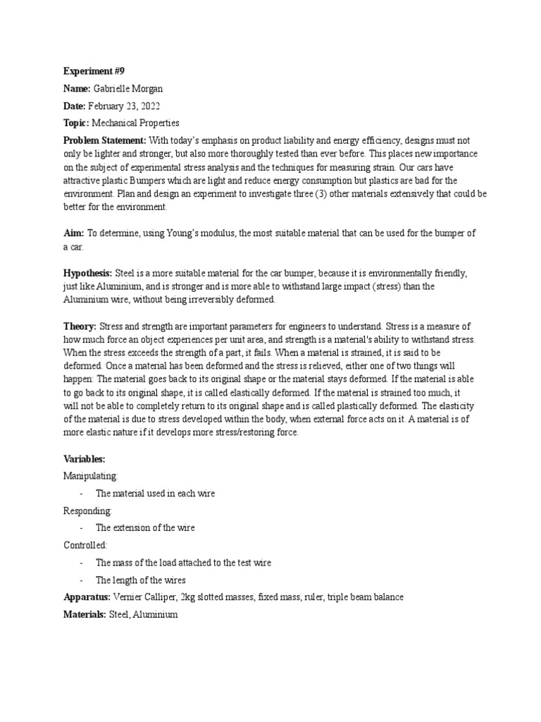 Young's Modulus of Steel vs Aluminium | PDF | Deformation (Engineering ...