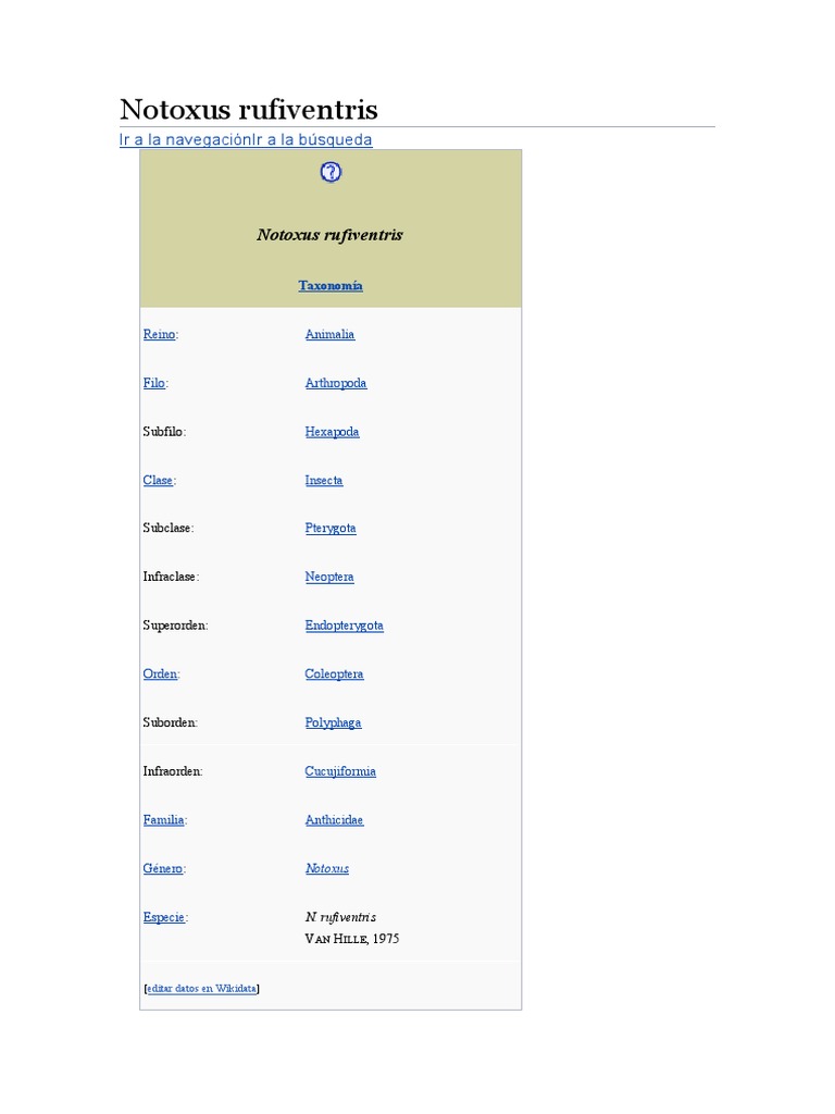 Notoxus Rufiventris | PDF | Wikipedia | Red mundial