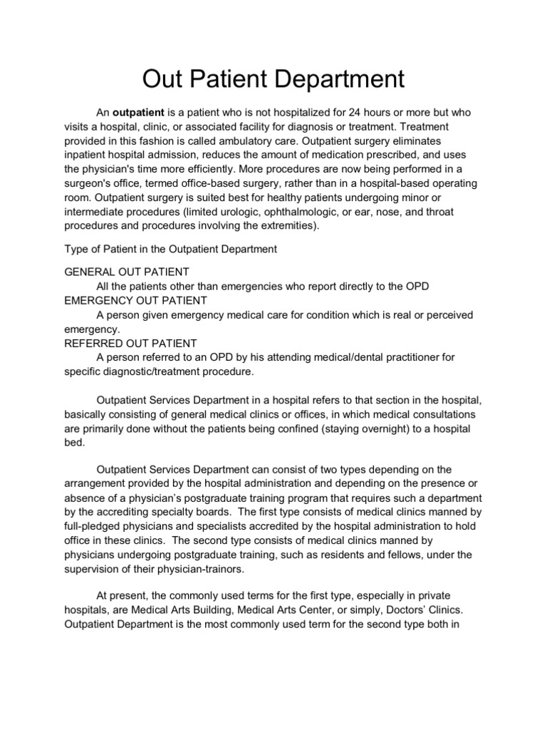 Out Patient Department | PDF