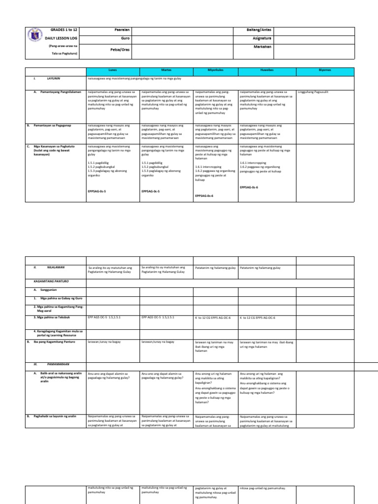 g5 k12 DLL q1 Week 3 Epp Agri | PDF