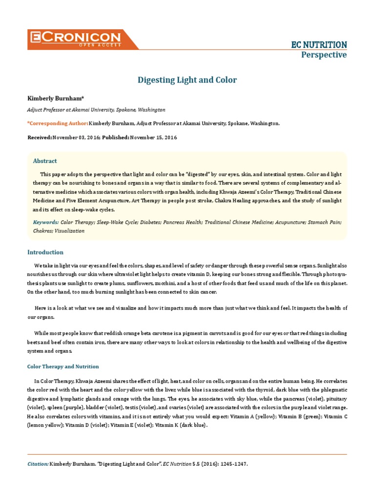 Digesting Light and Color | PDF | Digestion | Human Digestive System