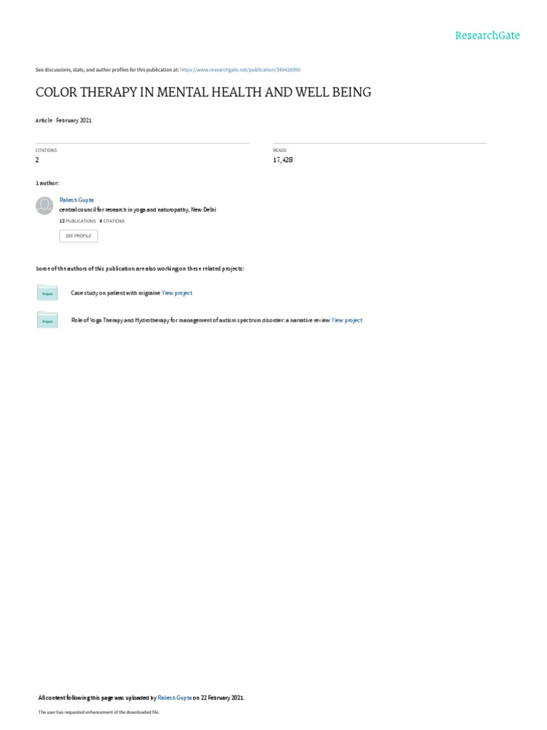 Color Therapy in Mental Health: A Review of the Properties and ...