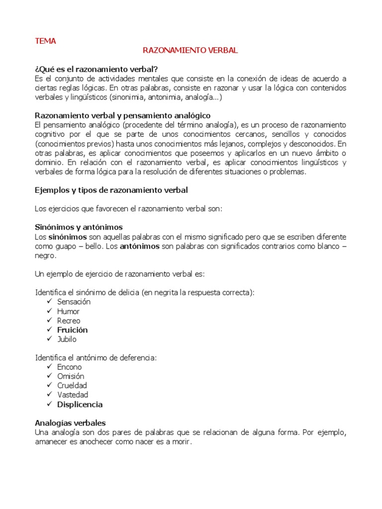 Mejora tu Razonamiento Verbal Efectivamente | PDF | Analogía | Pensamiento