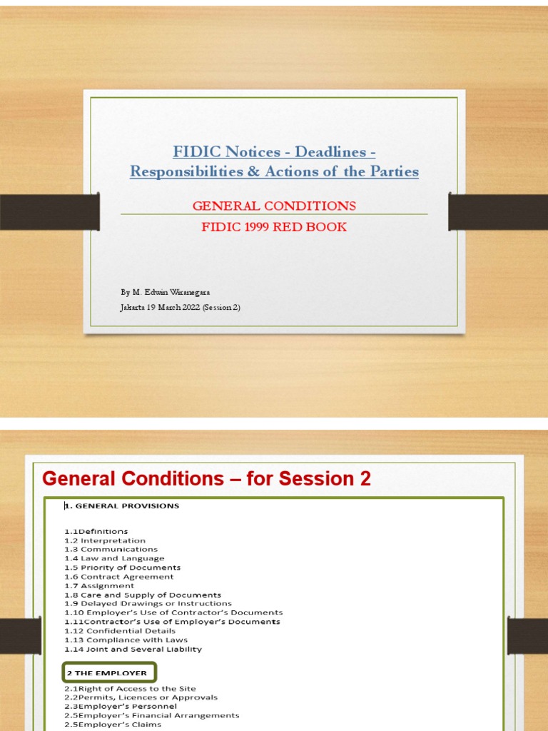 Session 2 Fidic Notices Deadlines Responsibilities Actions Of