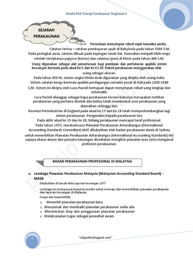 Nota Lengkap Prinsip Perakaunan | PDF