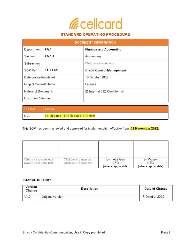 SOP - Credit Control Managment | PDF | Confidentiality | Information ...