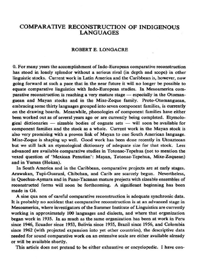 Longacre, Robert-Reconstruction Comparative of Indigenous Languages ...