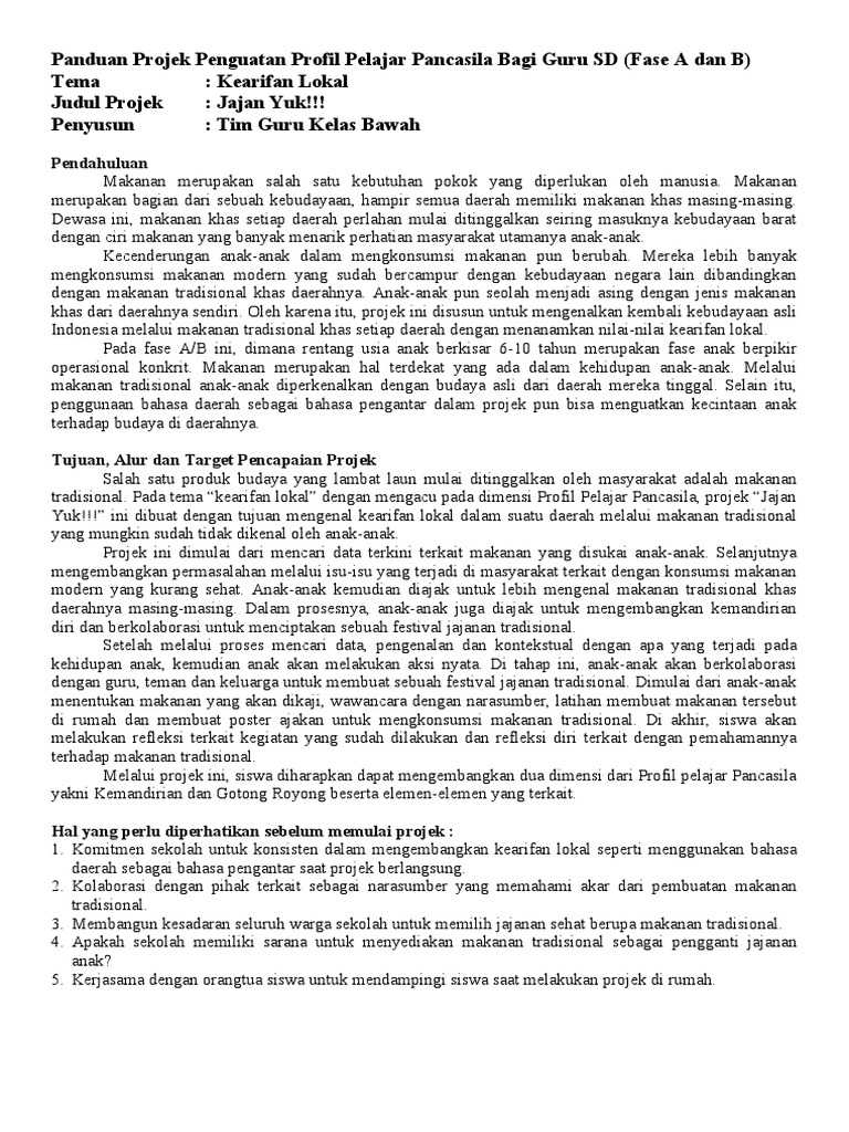 Contoh P5 - Kelas Bawah | PDF