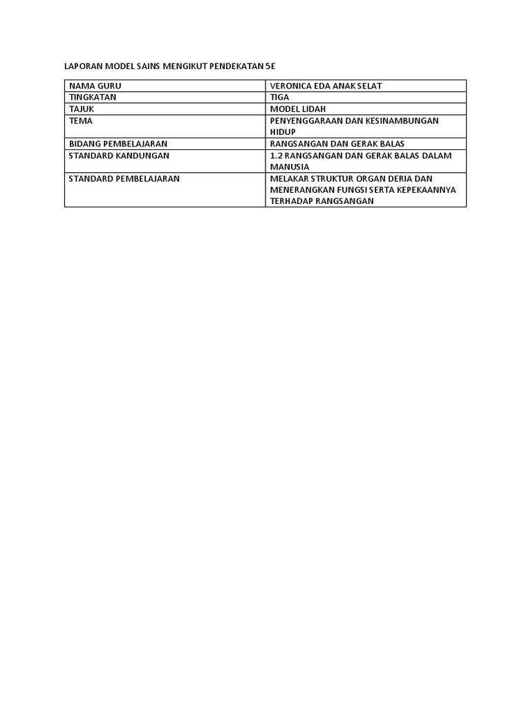 Laporan Model Sains Mengikut Pendekatan 5e | PDF