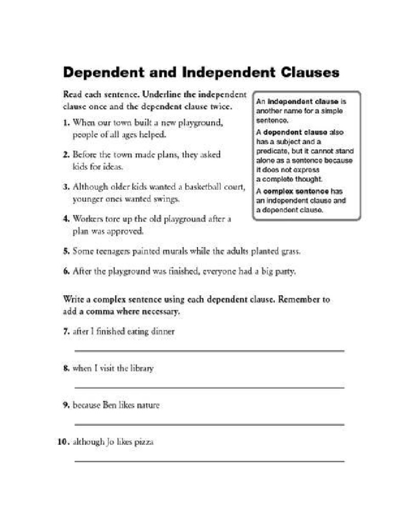 Dependent and Independent Clauses 1 | PDF