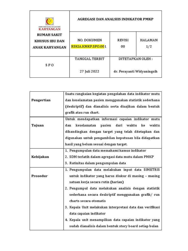 Analisis Indikator Mutu RSKIA Kahyangan | PDF