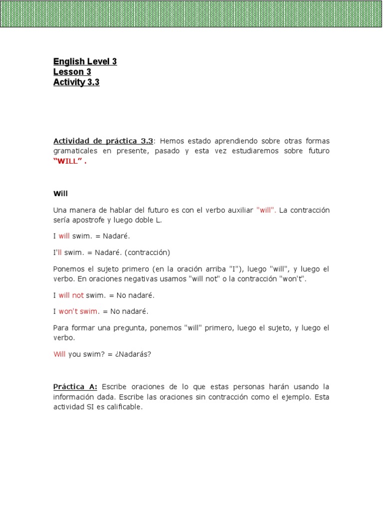 GILBERTO MARQUEZ RODRIGUEZ NIVEL 3 Actividad de Practica 3.3 | PDF | Lingüística | Sintaxis