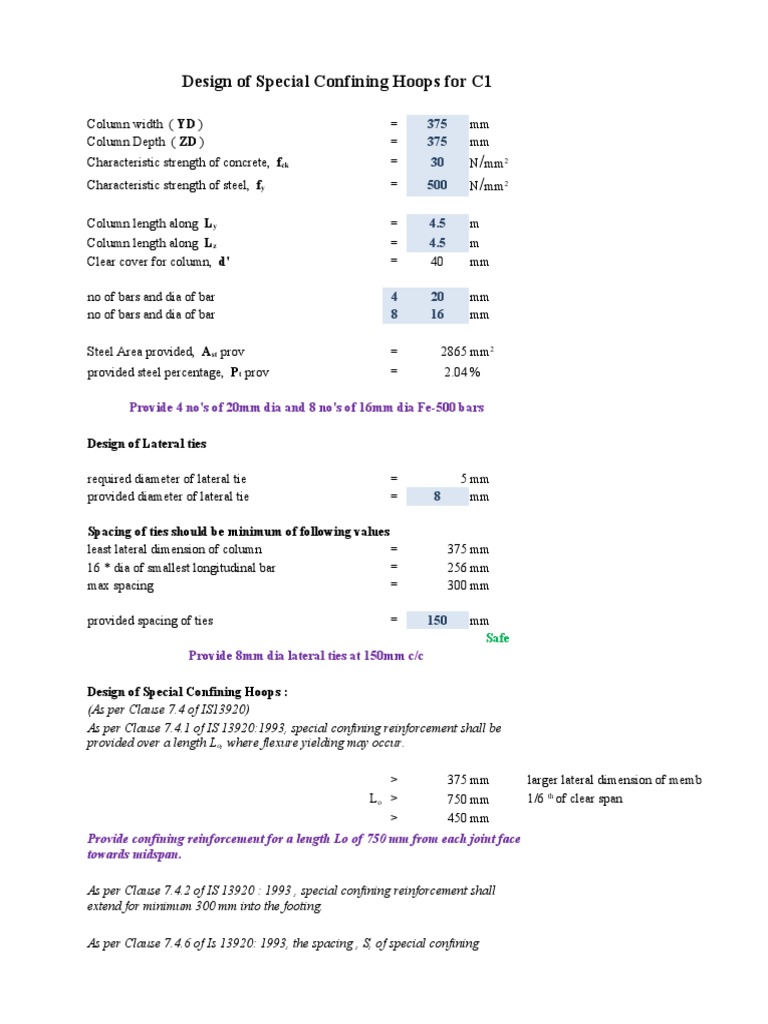 Confining Reinforcement in Columns | PDF | Building Technology ...
