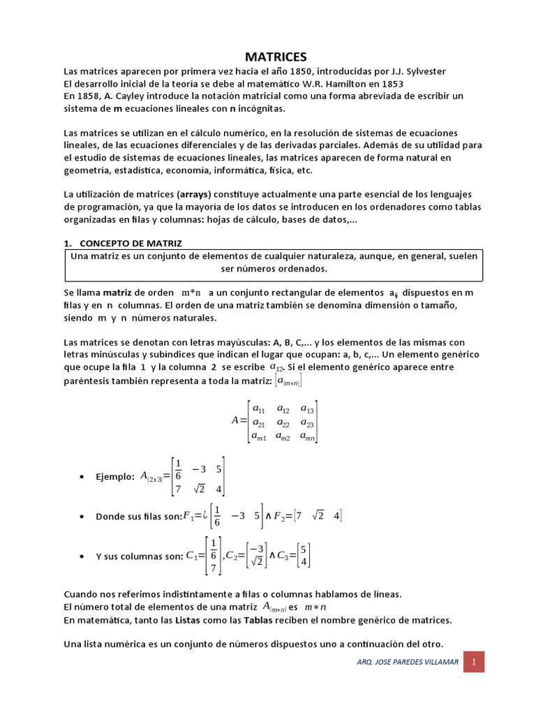Matrices Teoria y Operaciones | PDF | Matriz (Matemáticas) | Determinante