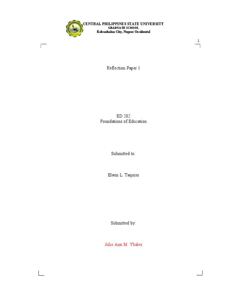 Reflection Paper 1 | PDF | Constructivism (Philosophy Of Education) | Learning