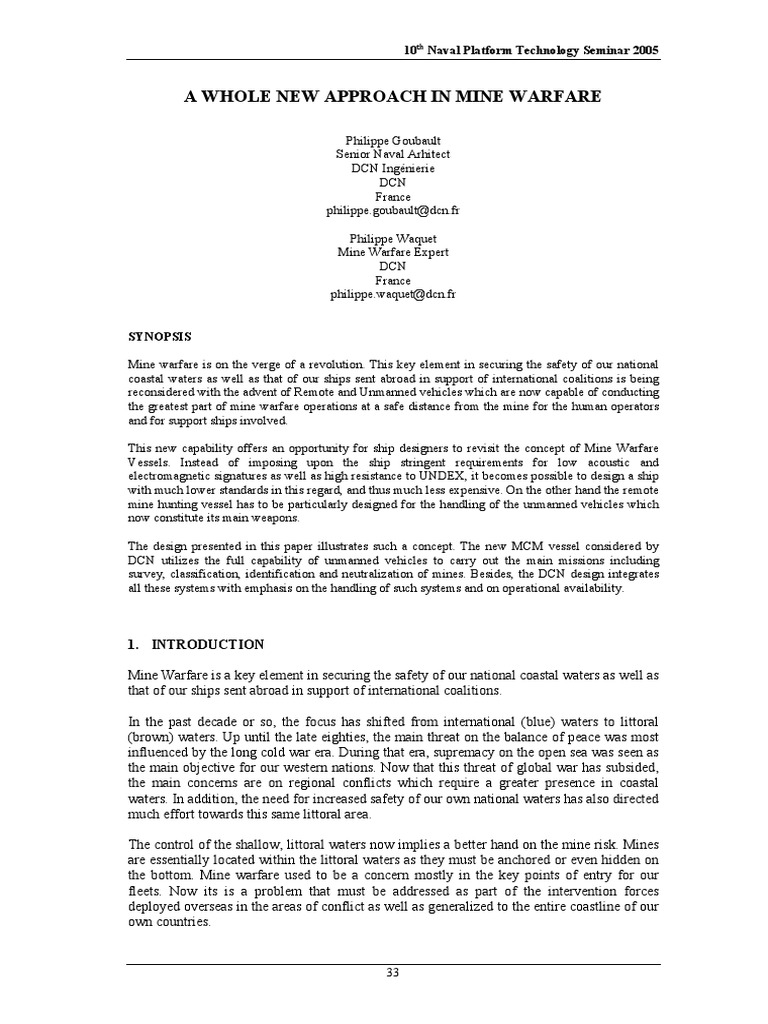 Day1Paper4-DCN-Mine Warfare | PDF | Naval Mine | Ships