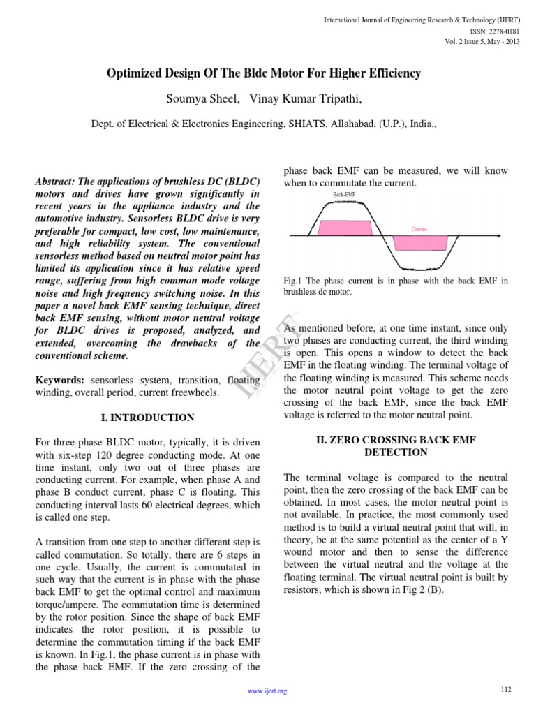 Sensorless BLDC Motor Innovations | PDF | Electric Motor | Power Inverter