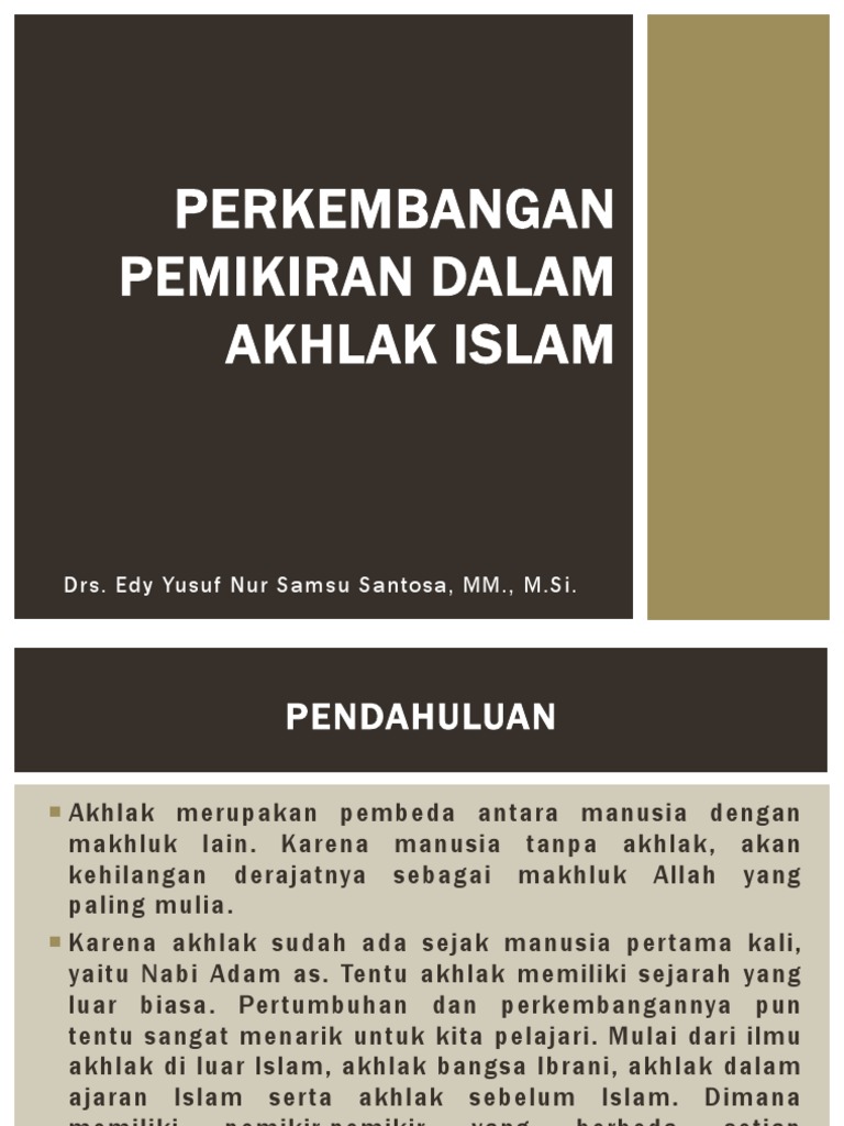 Perkembangan Pemikiran Dalam Akhlak Islam | PDF | Ilmu Sosial | Agama & Spiritualitas